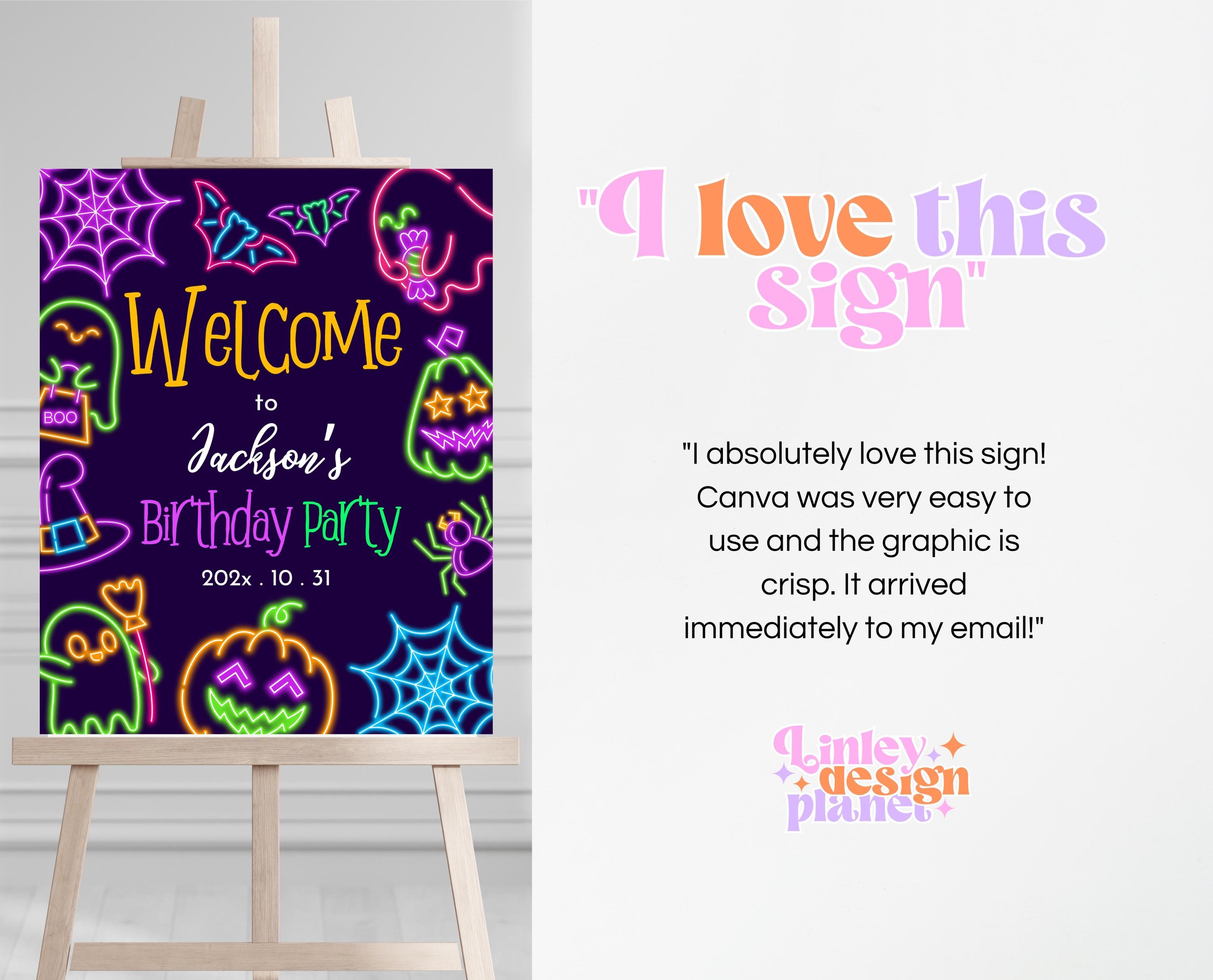 Editable Neon Halloween Welcome Sign, Neon Halloween Welcome Poster ...