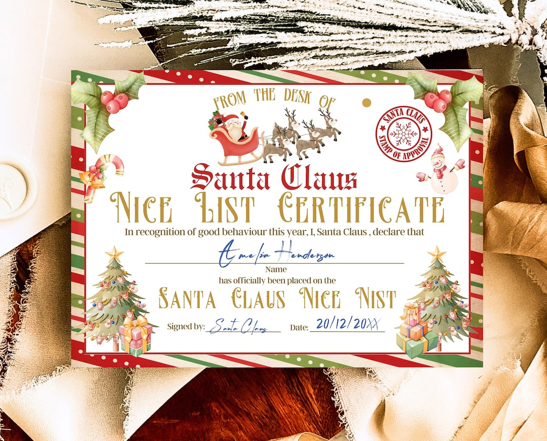Editable Santa Clause Official Nice List, Official North Pole Nice ...