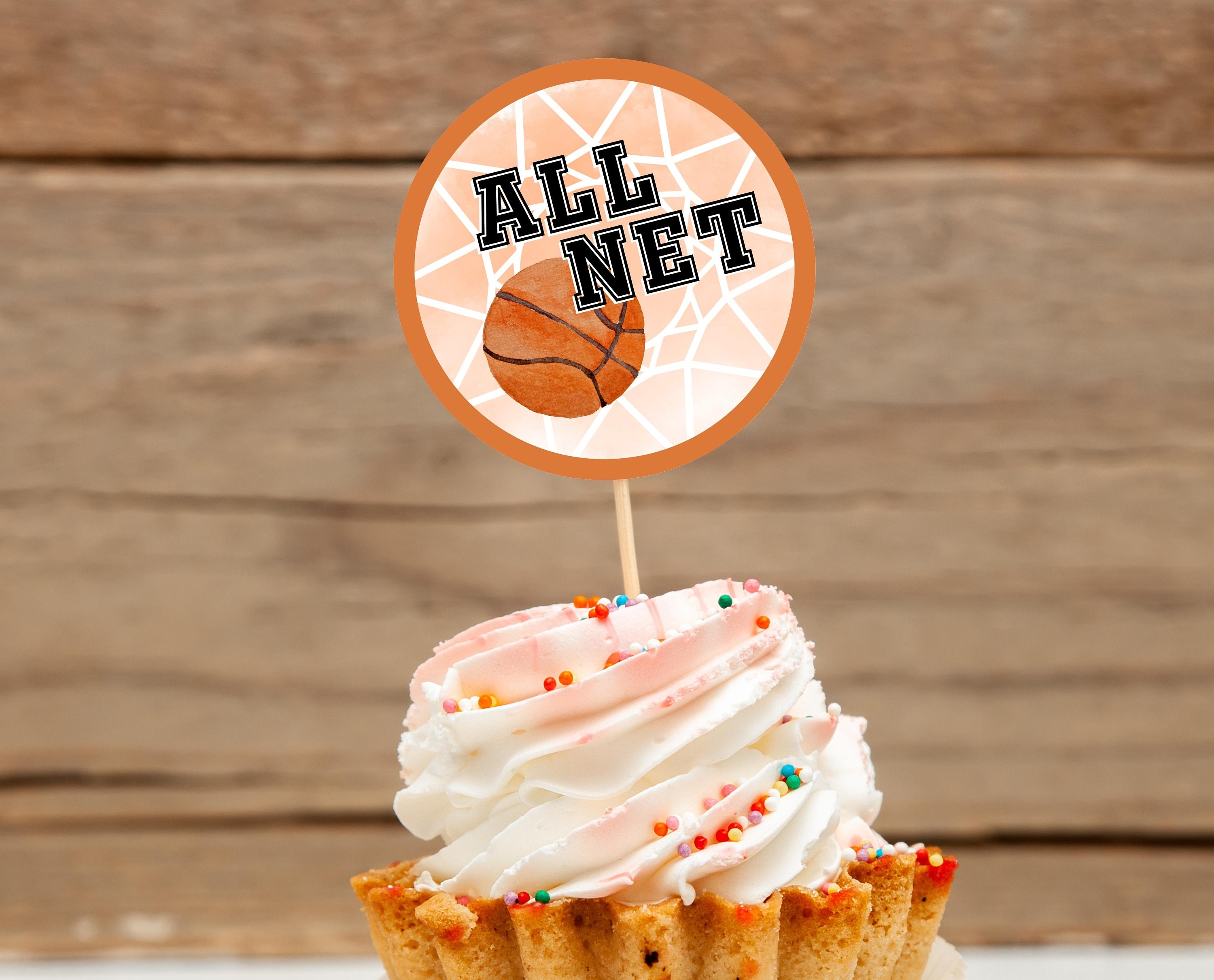 Editable Basketball Birthday Cupcake Toppers Basketball - Etsy