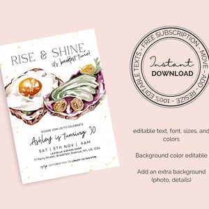 Editable Birthday Breakfast Invitation, Eggs and Toast Birthday Invite ...