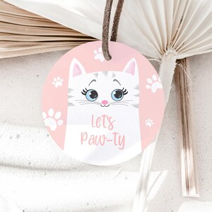 Editable Kitten Birthday Cupcake Toppers Kitty Cat Birthday Favor Tags ...
