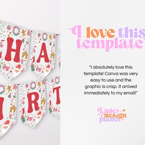 Editable Christmas Happy Birthday Banner Template, Red and Pink Happy ...