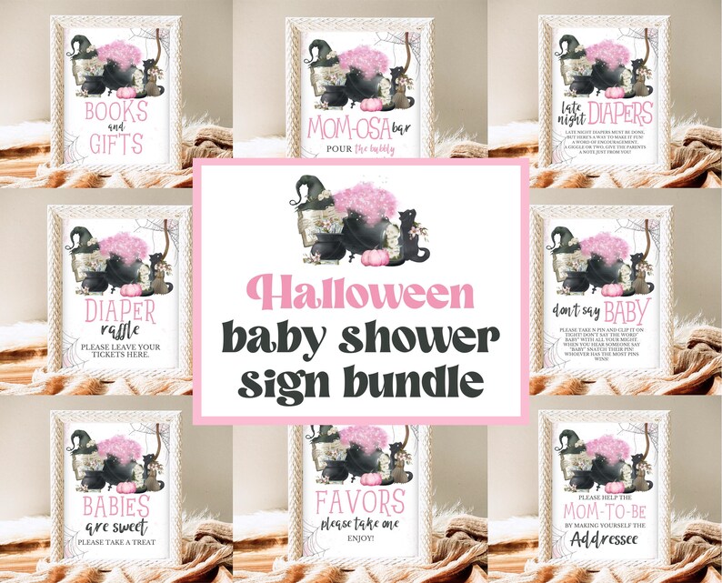 Editable A Baby is Brewing Halloween Baby Shower Sign Bundle, Halloween ...
