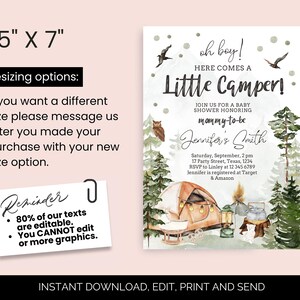 Editable Camping Baby Shower Invitation Little Camper Baby - Etsy
