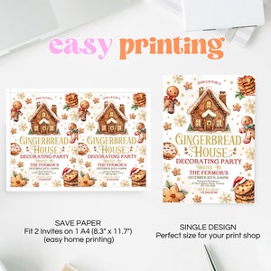 Editable Gingerbread House Decorating Party Invitation, Christmas ...