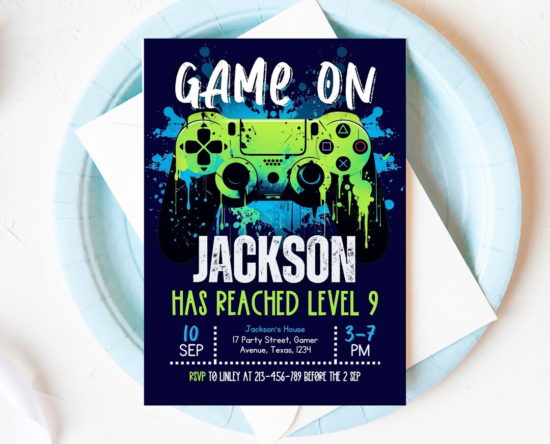 Editable Video Game Birthday Invitation, Boy Gamer Birthday Party ...