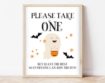 Halloween Candy Sign, Please Take One, Please Take a Treat Sign ...