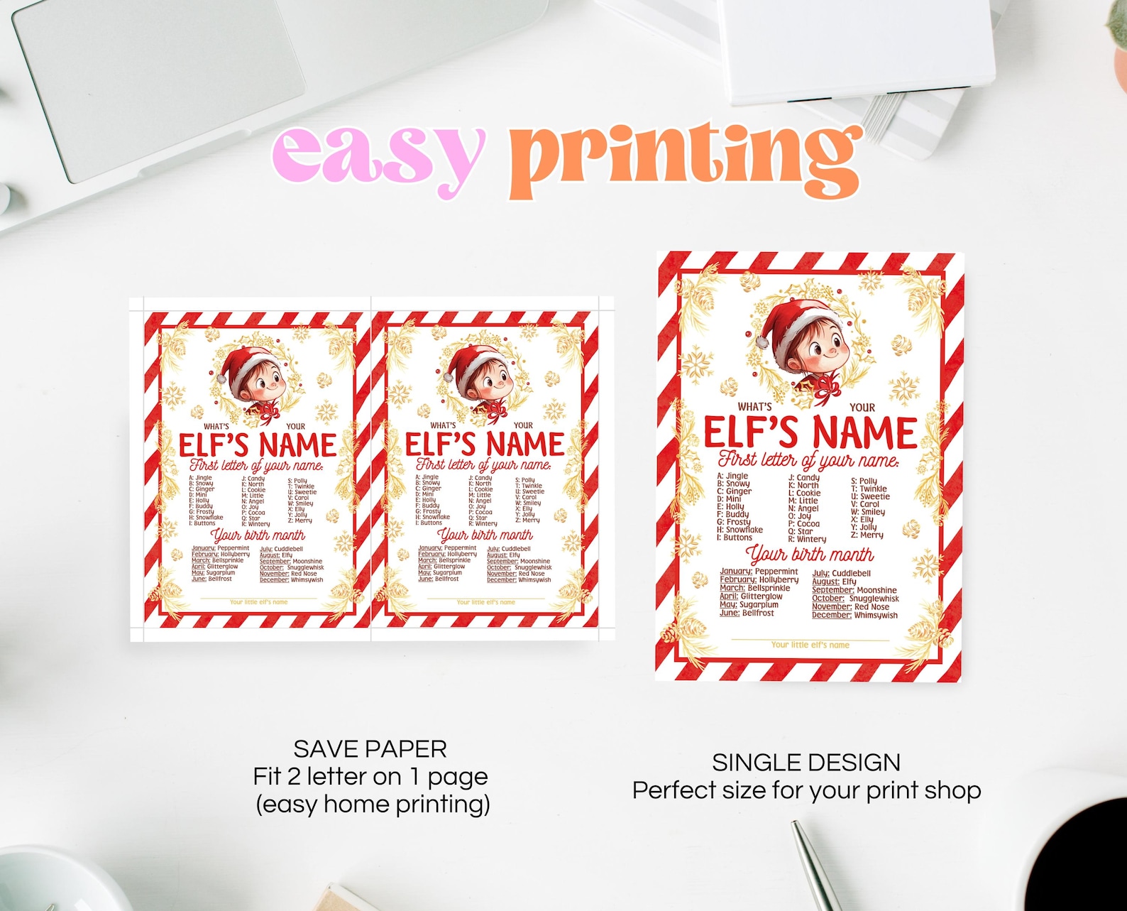Editable What's Your Elf's Name Game Template, Christmas Name Your Elf ...