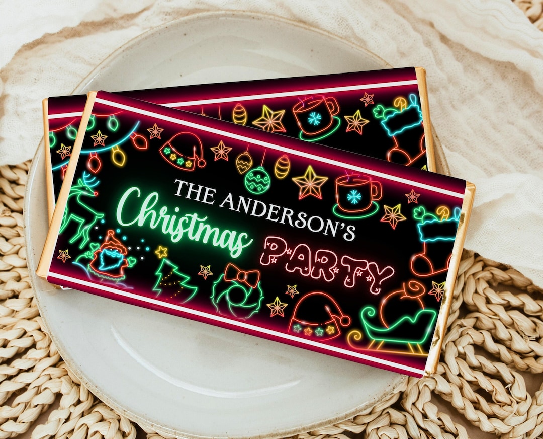 Editable Neon Christmas Chocolate Wrapper Template, Neon Christmas ...