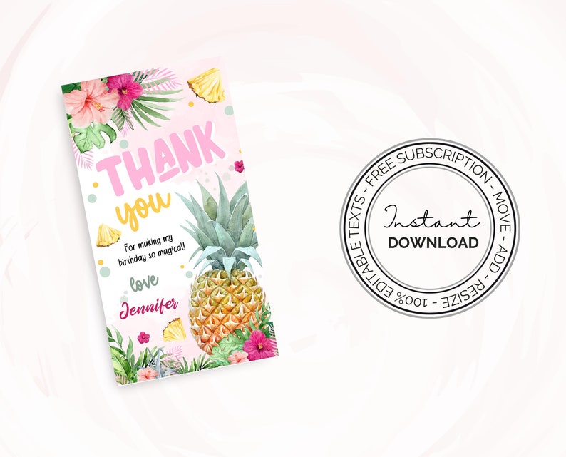 Editable Hawaiian Luau Birthday Favor Tag Tropical Hawaiian - Etsy