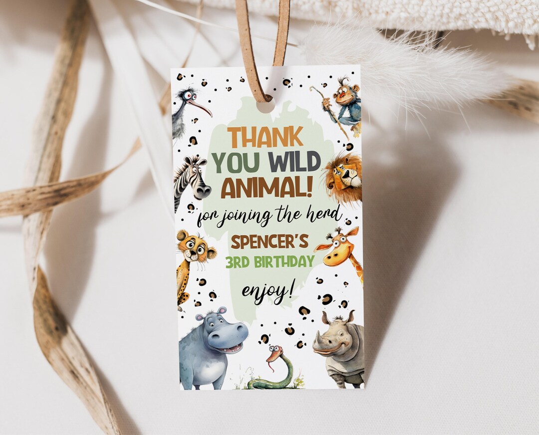 Editable Wild Animals Favor Tag Template, Thank You for Joining the ...