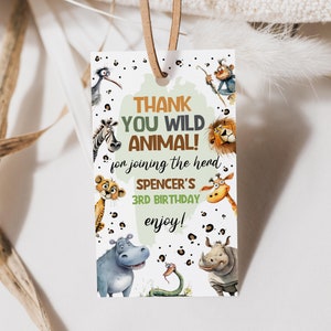 Editable Wild Animals Favor Tag Template, Thank You for Joining the ...