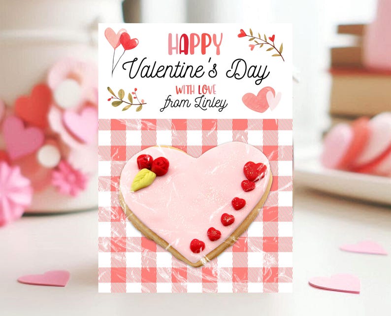 Editable Valentines Day Cookie Card Cookie Holder Gift Tag Printable ...