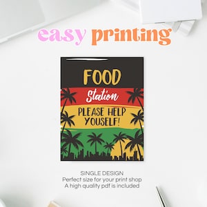 Food Station Sign Reggae Birthday, Reggae 1st Birthday Sign, Jamaican ...