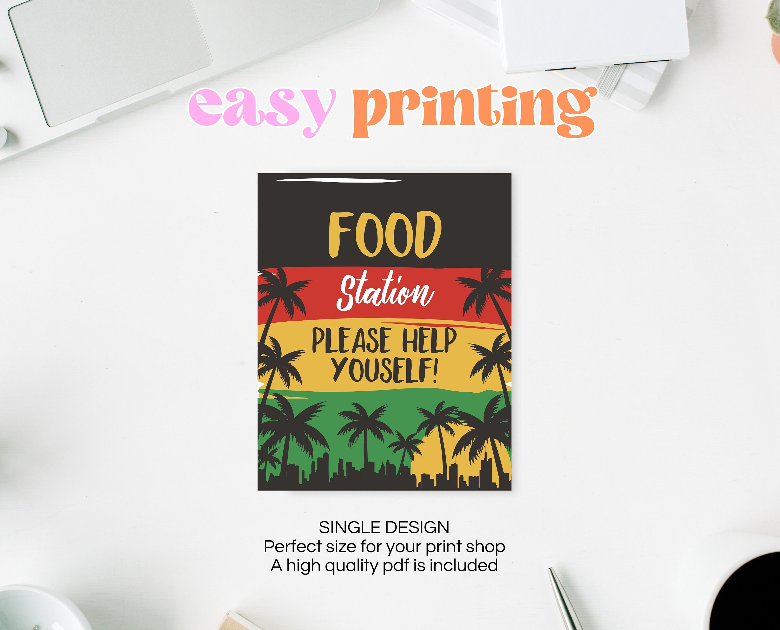 Food Station Sign Reggae Birthday, Reggae 1st Birthday Sign, Jamaican ...