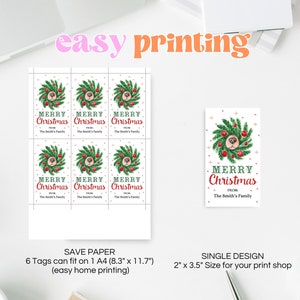 Editable Dog Christmas Gift Tag Template, Merry Christmas Holiday Gift ...
