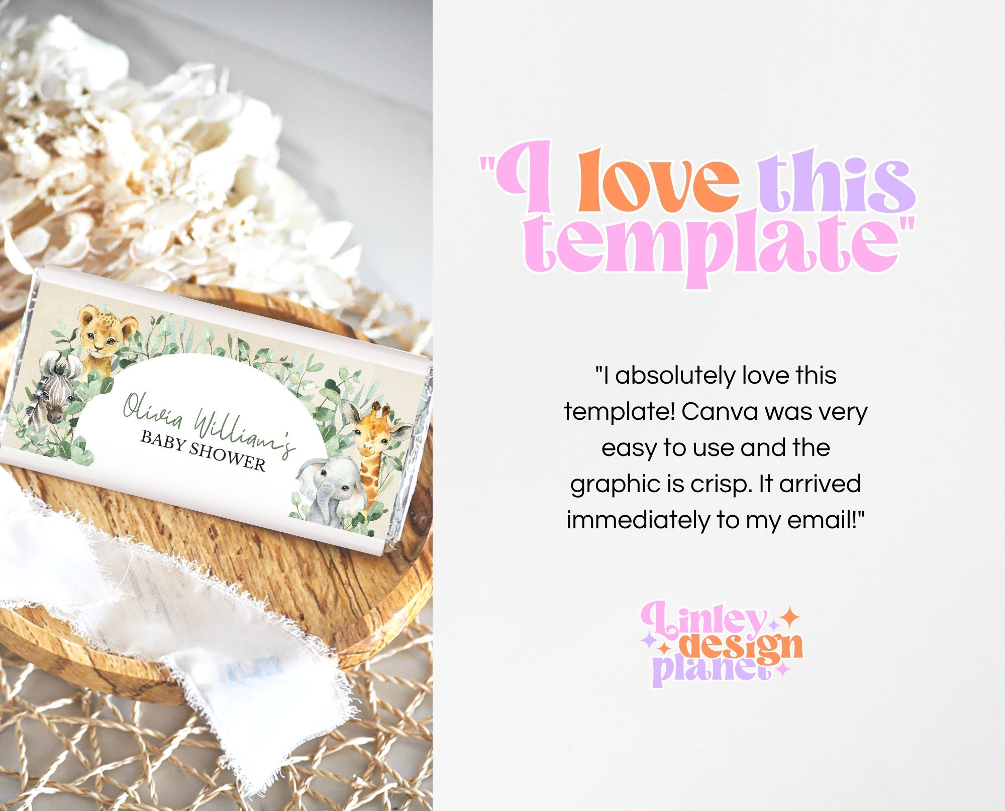 Editable A Little Wild One Safari Baby Shower Chocolate Wrapper, Boy ...