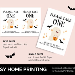 Printable Please Take One Treat Sign, Halloween Trick-or-treat Sign ...