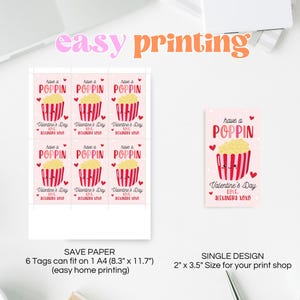 Editable Valentine Popcorn Gift Tag, Poppin Valentine Gift Tags, School ...