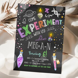 Editable Scientist Birthday Invitation, Science Experiment Birthday ...