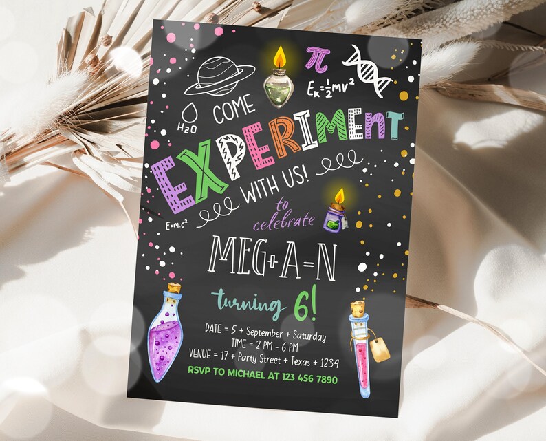 Editable Scientist Birthday Invitation Science Experiment - Etsy