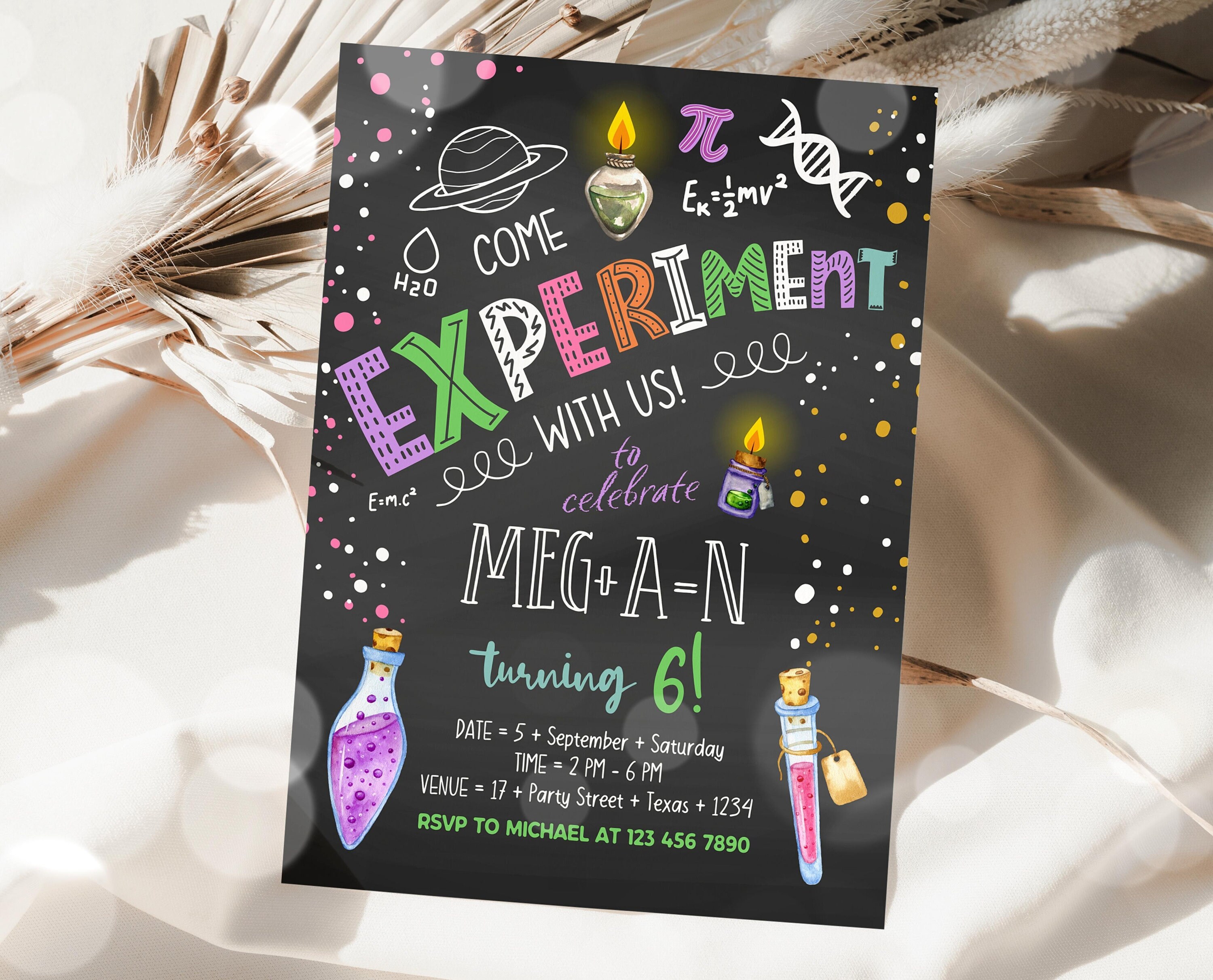 Editable Scientist Birthday Invitation Science Experiment - Etsy