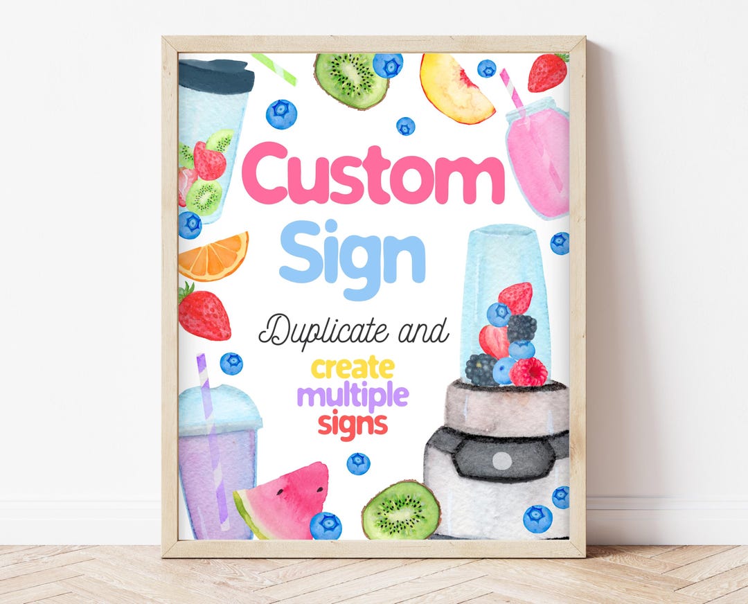Editable Smoothie Birthday Custom Sign, Fruity Birthday, Smoothie Party ...