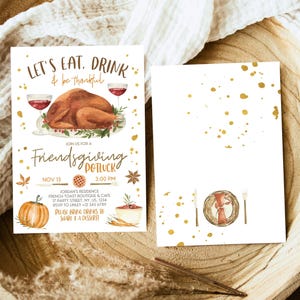 Editable Thanksgiving Invitation, Friendsgiving Invite, Rustic Turkey ...