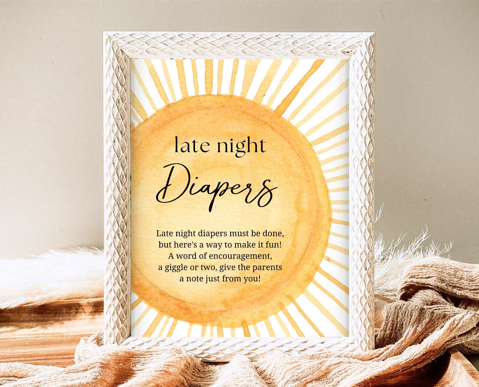 Late Night Diapers Sign Sunshine Baby Shower, A Little Ray of Sunshine ...
