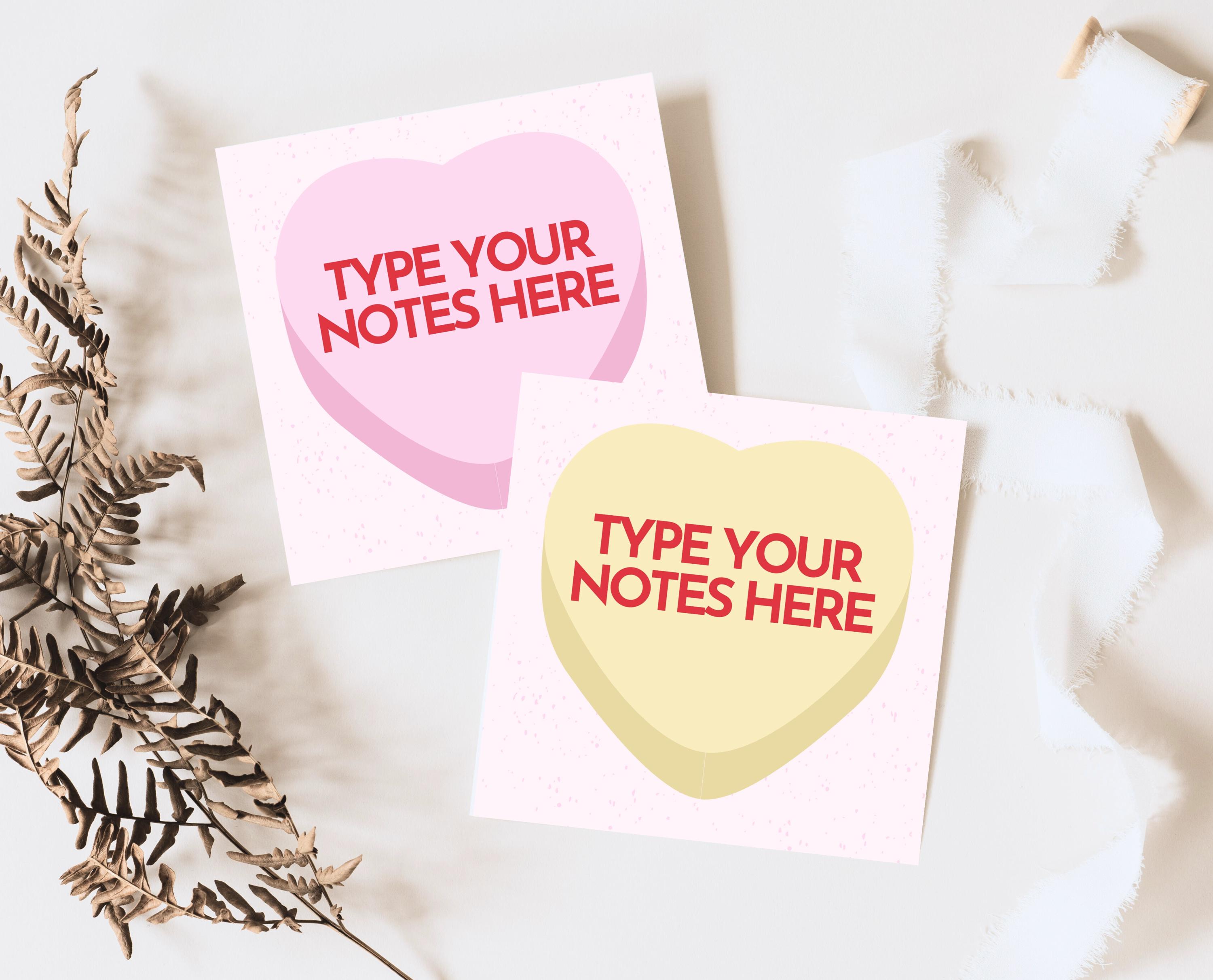 Editable Sweetheart Candy Notes: Valentine's Day Cards (digital ...