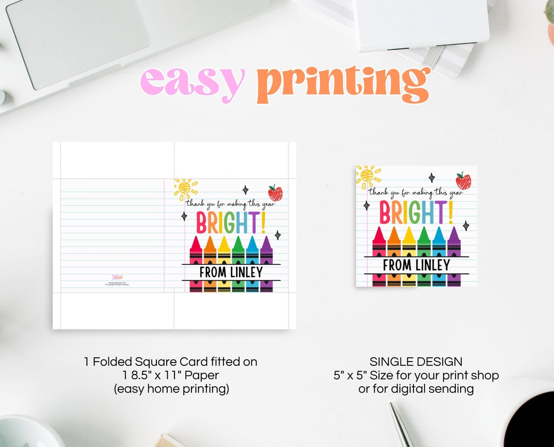 Editable Teacher Appreciation Gift Card: Printable Thank You (canva ...