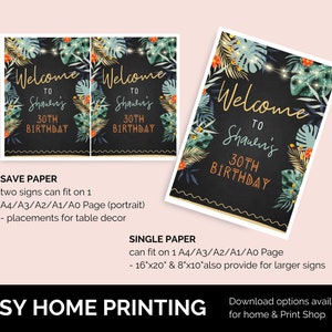 Editable Adult Tropical Birthday Welcome Sign, Tropical Party Havana ...