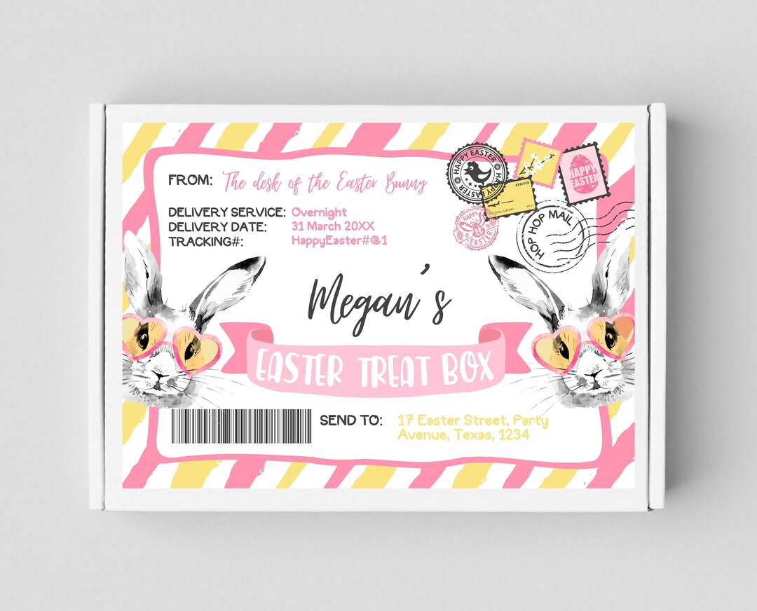 Editable Easter Treat Box Label, Gift Easter Treat Boxes, Egg Hunt Girl ...