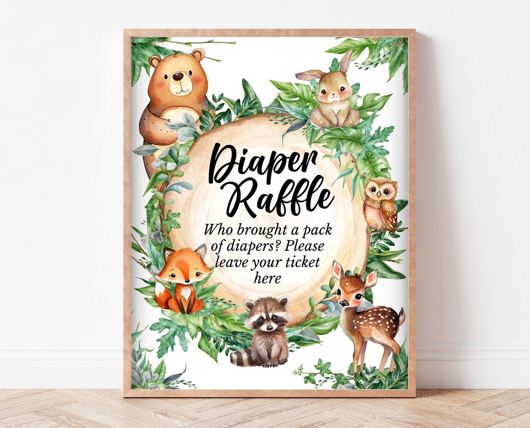 Diaper Raffle Woodland Baby Shower, Boy Woodland Baby Shower Decor ...