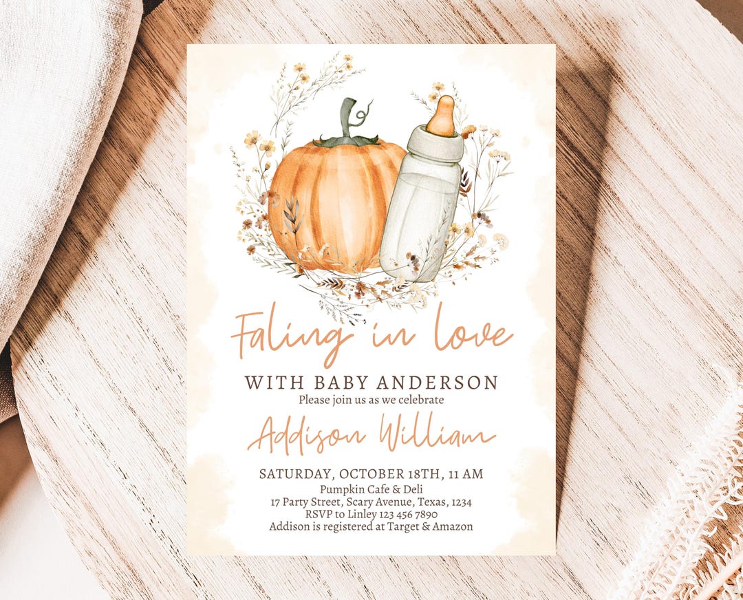 Editable Fall Baby Shower Invitation, Fall Pumpkin Baby Shower Invite ...