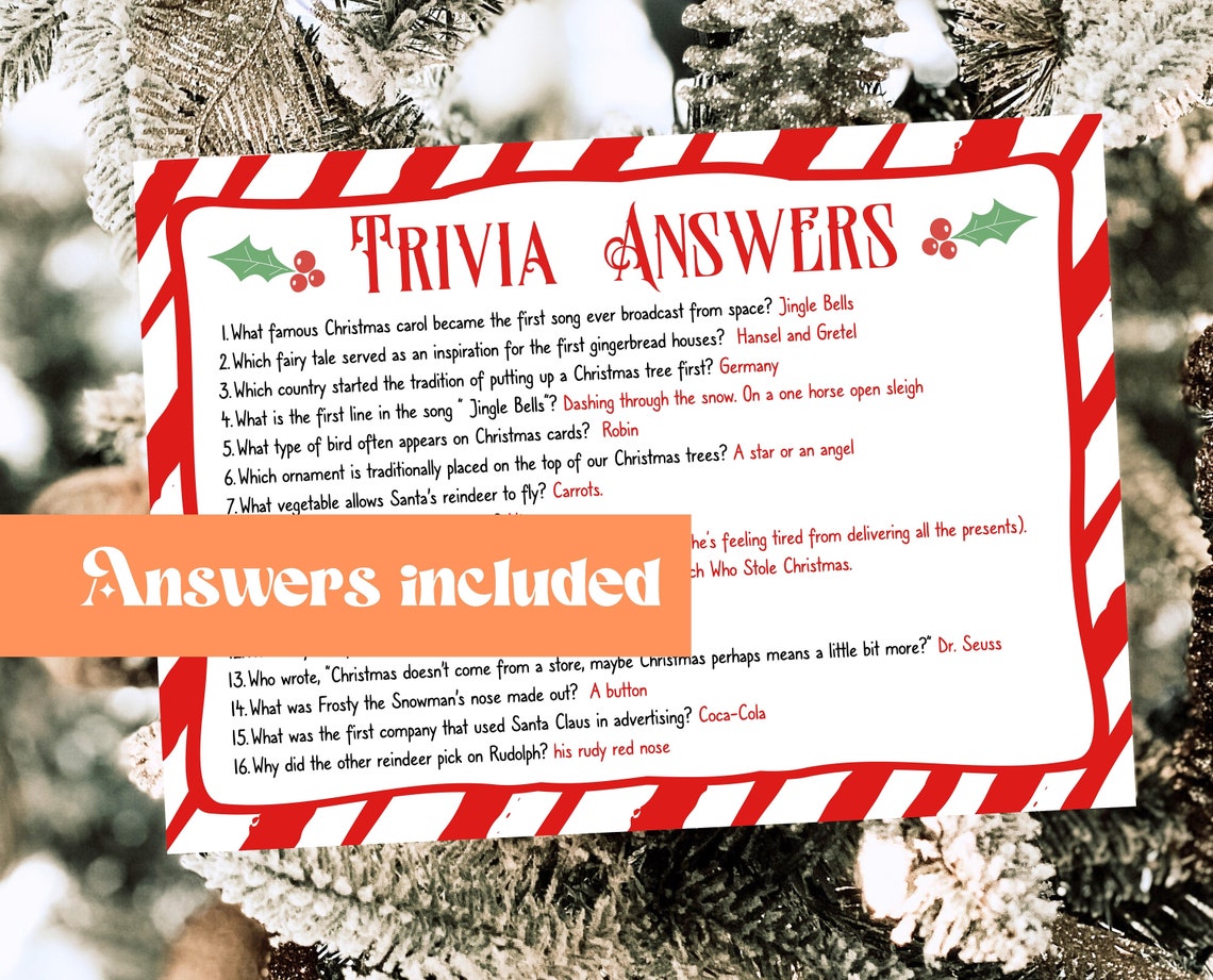 Christmas Trivia Game, Christmas Party Games, Festive Season ...