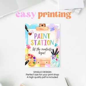 Paint Station Sign Art Birthday, Rainbow Art Party Birthday Let's Paint ...