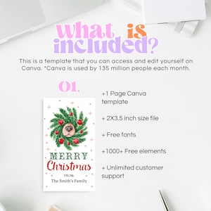 Editable Dog Christmas Gift Tag Template, Merry Christmas Holiday Gift ...