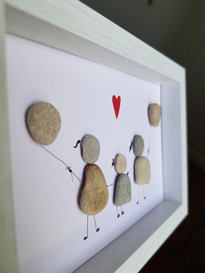 PEBBLE TABLE / Frame Art / Pebble Art / Girls With Balloons - Etsy
