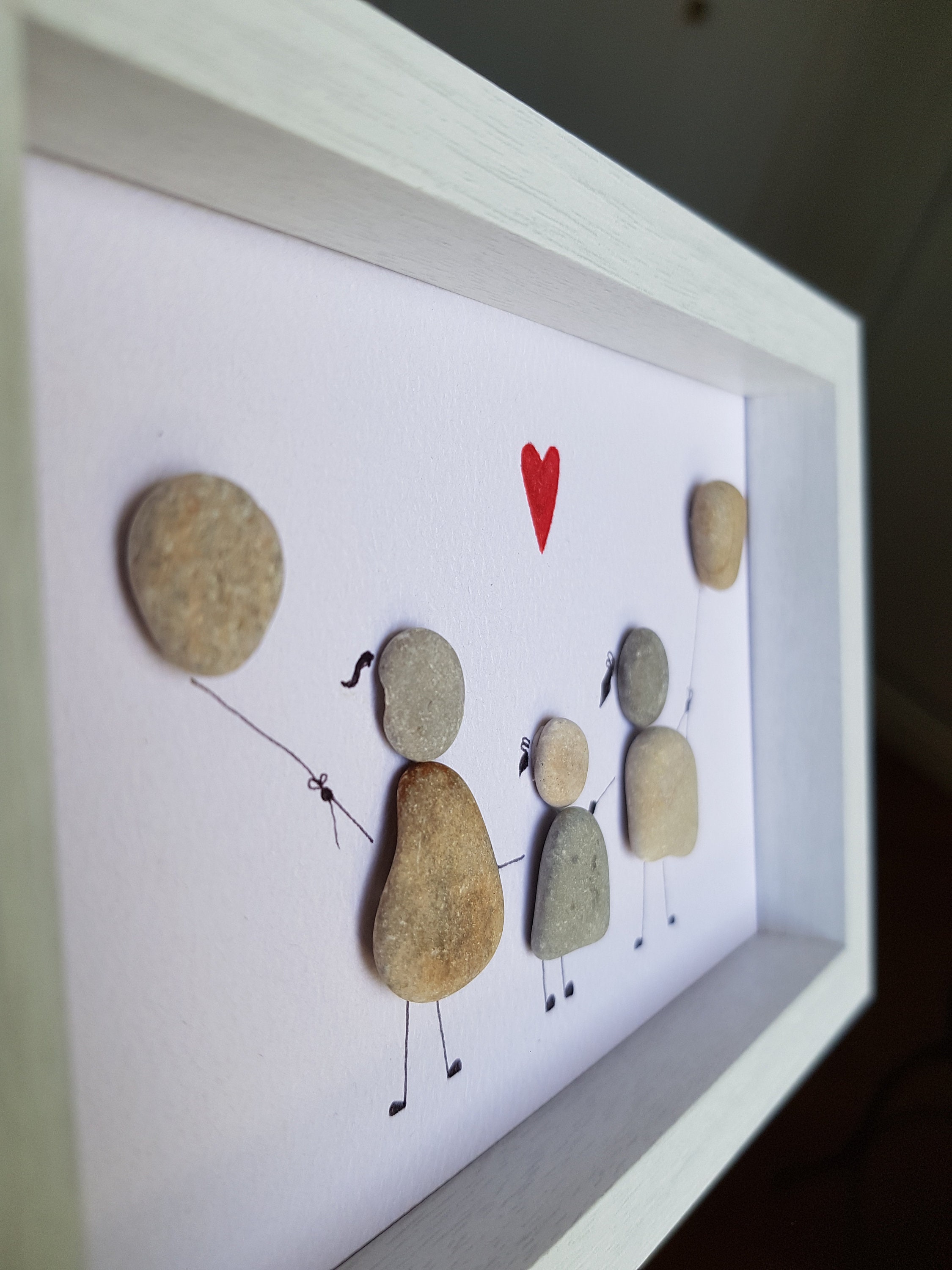 PEBBLE TABLE / Frame Art / Pebble Art / Girls With Balloons - Etsy