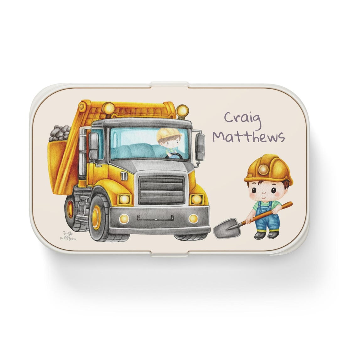 Personalized Construction Truck Lunch Box, Bento Box With Bamboo Lid - Etsy