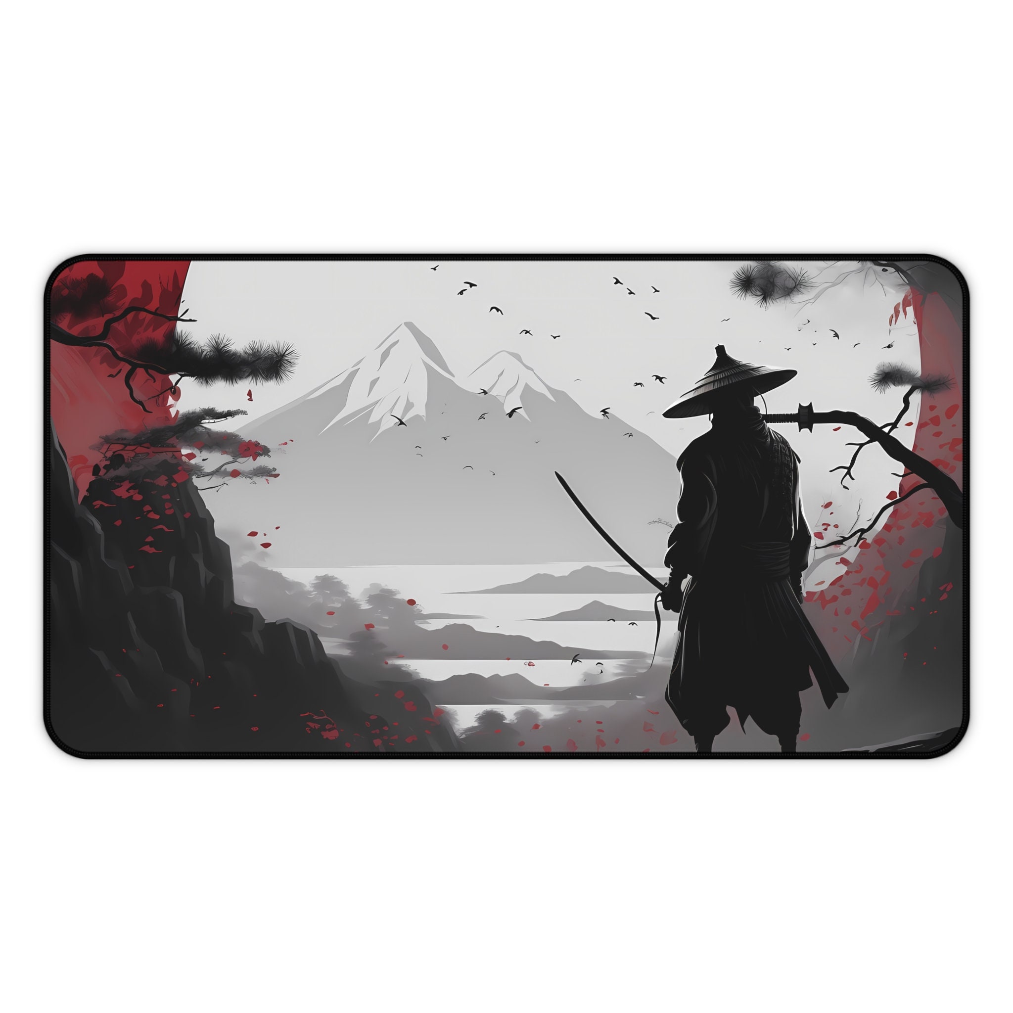 Japanese Mousepad Samurai Desk Mat Black and White Japanese - Etsy