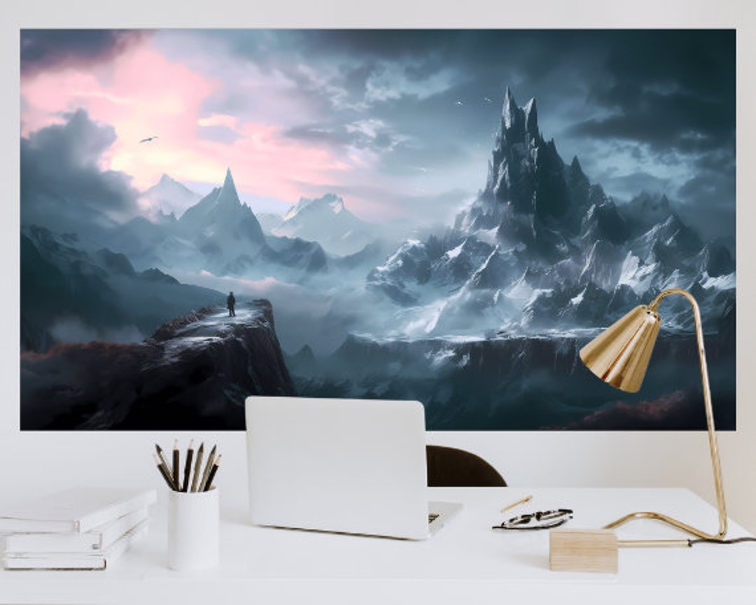 Fantasy Snow Mountain Poster for Gamers Fantasy Wall Art Fantasy ...