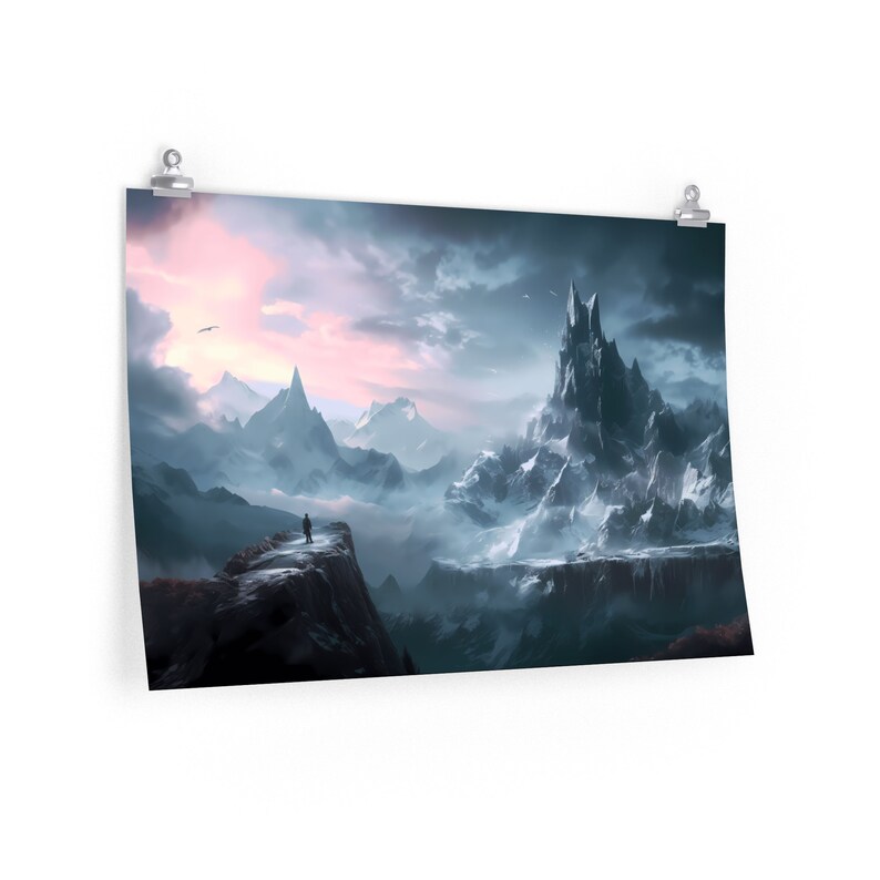 Fantasy Snow Mountain Poster for Gamers Fantasy Wall Art Fantasy ...