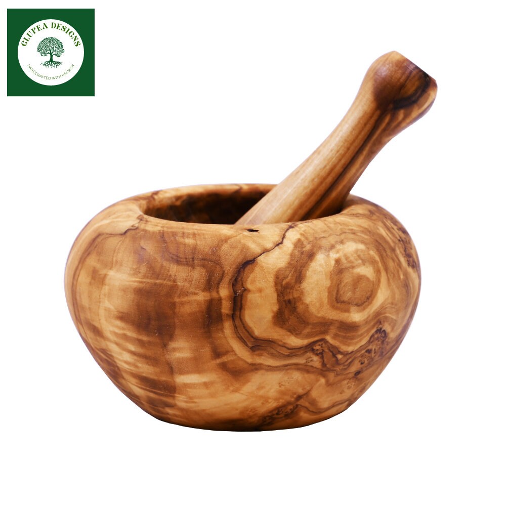 Handmade BIO Wooden Mortar and Pestle, Olive Wood Mortar, Mortar and ...