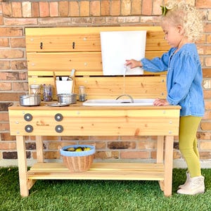 Mud Kitchen, Water Sand Table, Sensory Table, Outdoor Wooden Play Table ...