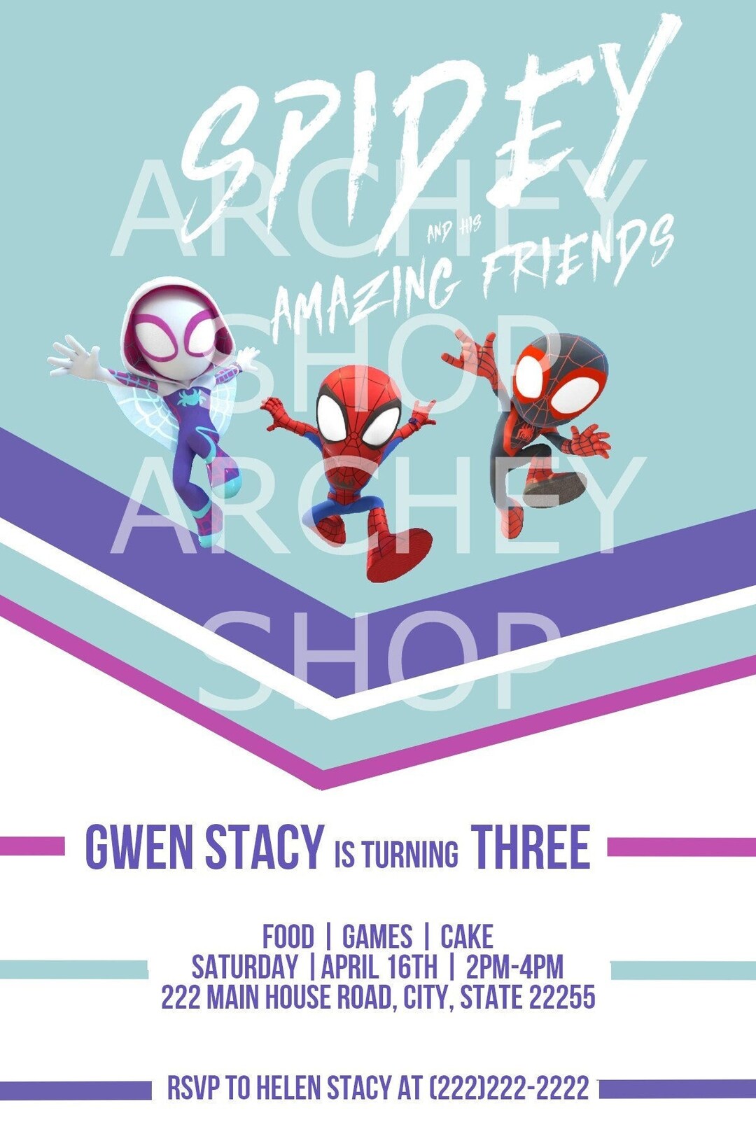 Printable Digital Personalized Ghost Spider Birthday Party Invitation ...