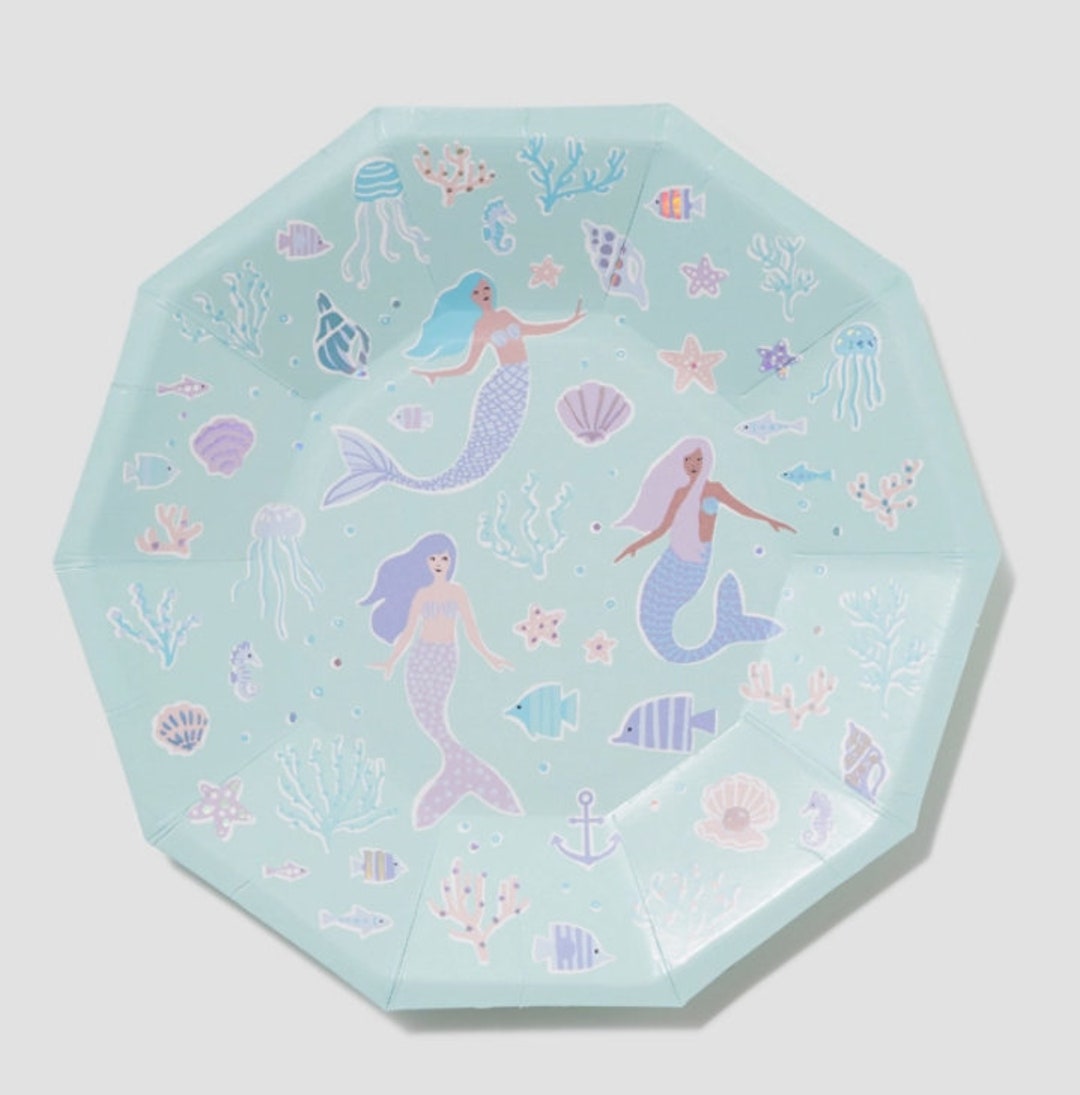Mermaid Plate Mermaid Party Decor Mermaid Party Decoration Mermaid ...