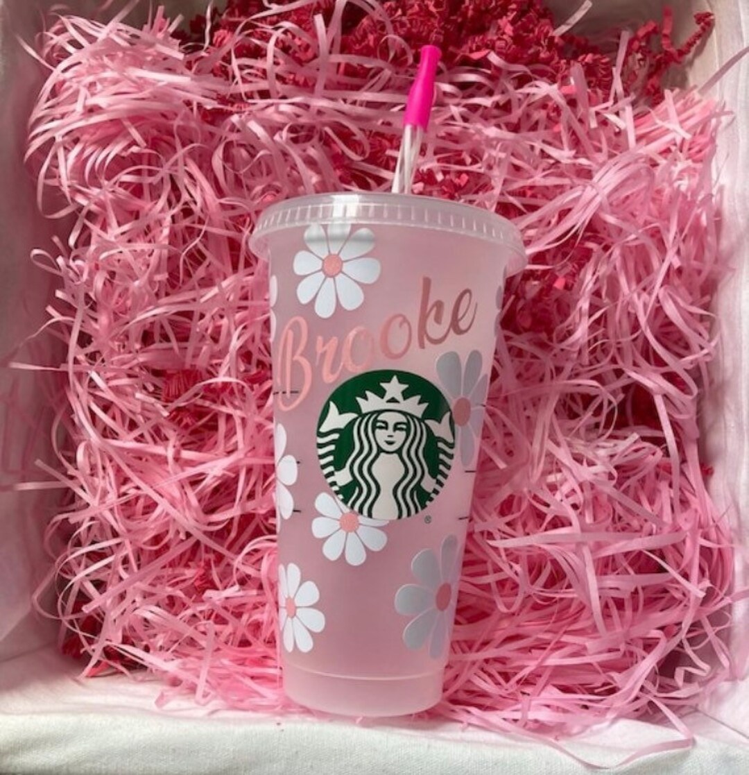 White Flower Iced Coffee Cup Starbucks Cup Personalized Starbucks Cold ...