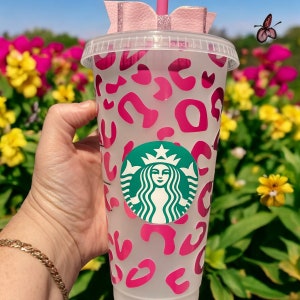 Pink Leopard Iced Coffee Cup Starbucks Cup Personalized Starbucks Cold ...